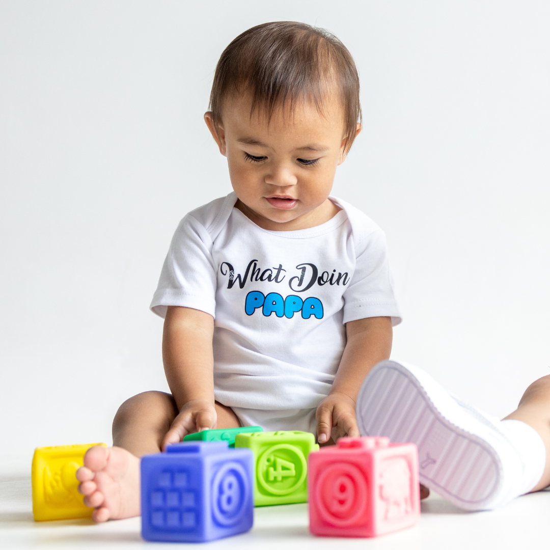 What Doin Papa Onesie in Blue – What Doin Clothing